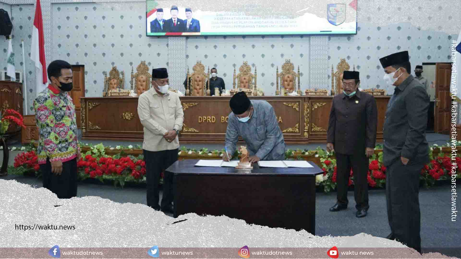 DPRD dan Pemkab Bolmut Teken Nota KUA PPAS Perubahan ABPD 2021 | Waktu News